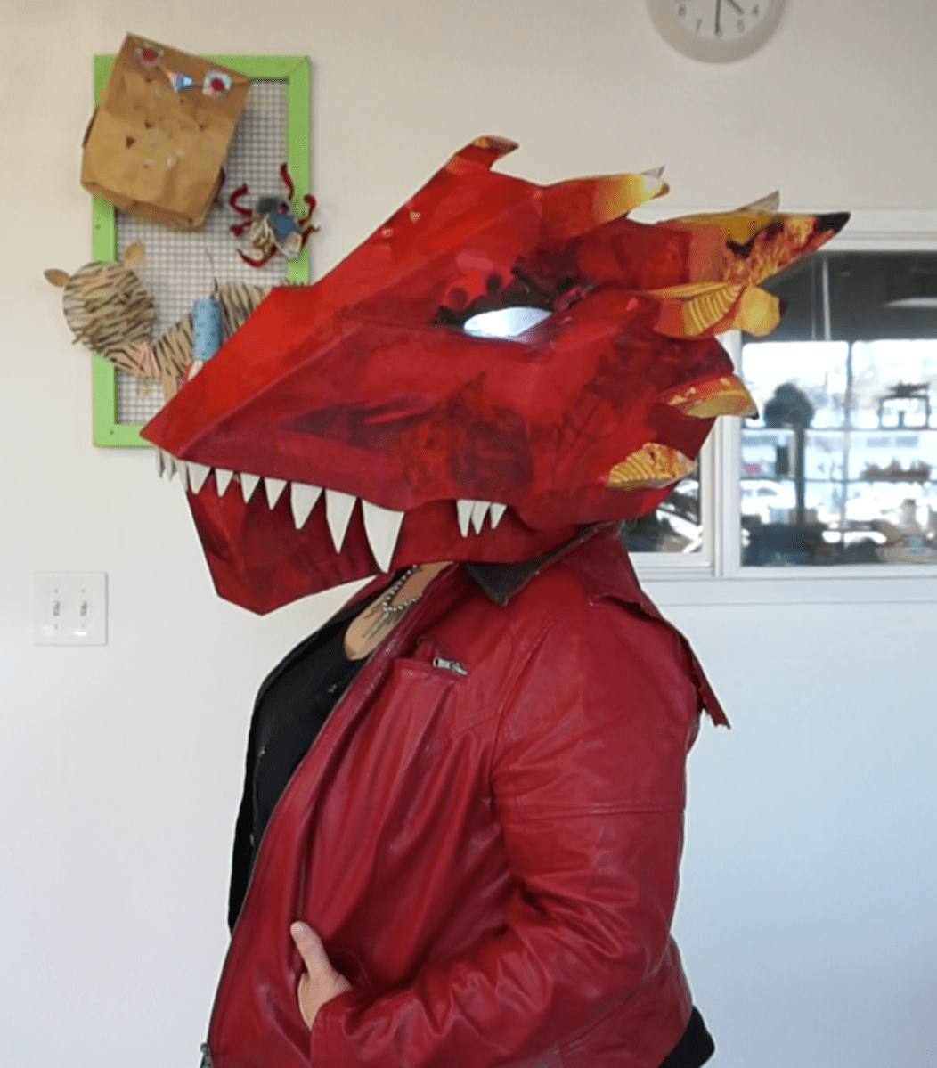 Upcycled Dragon Head Mask – Barb Makes Things